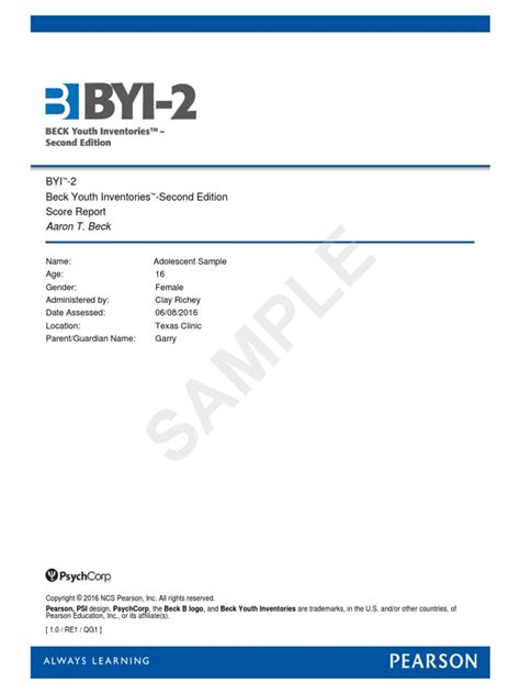 Byi 2 Score Report Sample Pdf