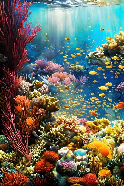 Barriera Corallina Sottacqua Illustrazione Del Bellissimo Fondo Corallino Sottomarino Aie