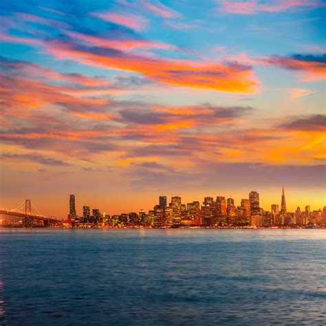 Premium Photo San Francisco Sunset Skyline California Bay Water