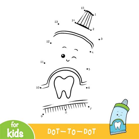 어린이를 위한 숫자 게임 교육 도트 투 도트 게임 치약 프리미엄 벡터