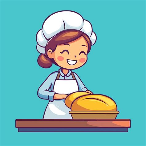 Cute Cartoon Artisan Baker Proofing Bread Vector Premium Ai Generated