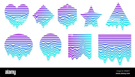 Glitch Cyberpunk Geometric Shapes Abstract Graphic Design Elements Futuristic Melted Drips