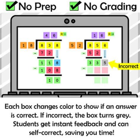 Digital Self Checking Long Division Practice With Double Digit Divisors