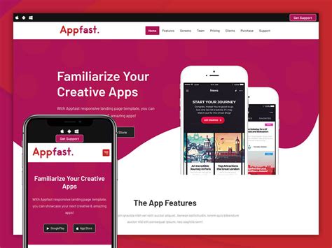 appfast free mobile app landing onepage template