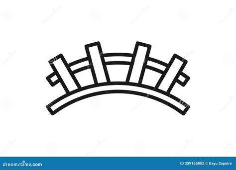 Arch Bridge Construction Structure Silhouette Vector Illustration Isolated On White Background