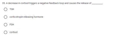 Solved A Decrease In Cortisol Triggers A Negative Feedback
