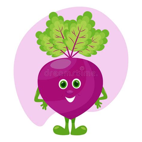 Cute Beet Vegetable Character In Flat Style Vegan Fun Design Colorful