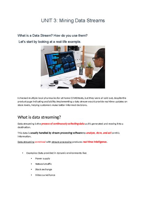 Unit3 Mining Data Streams Unit 3 Mining Data Streams What Is A Data Stream How Do You Use