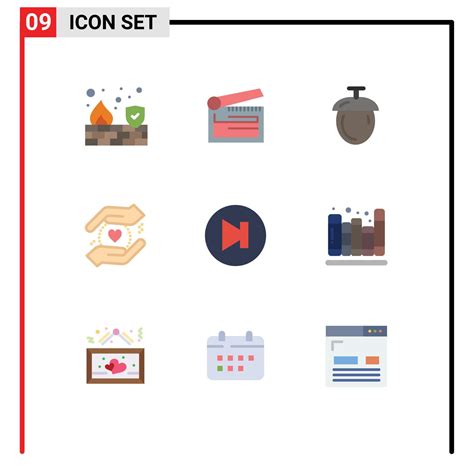 Mobile Interface Plat Couleur Ensemble De 9 Pictogrammes De Suivant La
