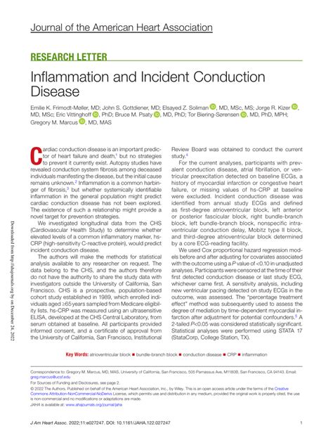 Pdf Inflammation And Incident Conduction Disease