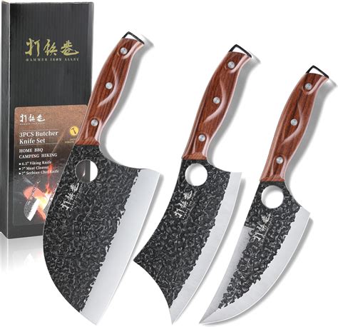 3pcs Butcher Knife 7 Meat Cleaver 7 Serbian Chef And 6