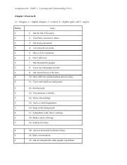 Assignment 1 Docx Assignment 1 PART 1 Learning And Understanding YOU Chapter 1 Exercise