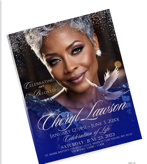 Elegant Blue Funeral Obituary Template 4 Page 85x11 Etsy