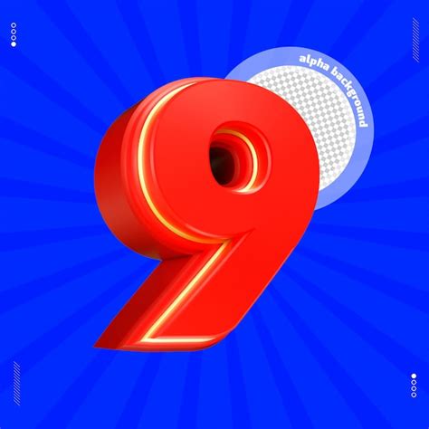 Premium Psd 3d Render Number 9 Font Red
