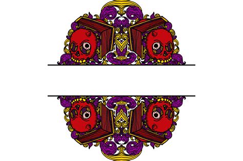 Demon Skull Book Ornament Border Design 24543317 Png