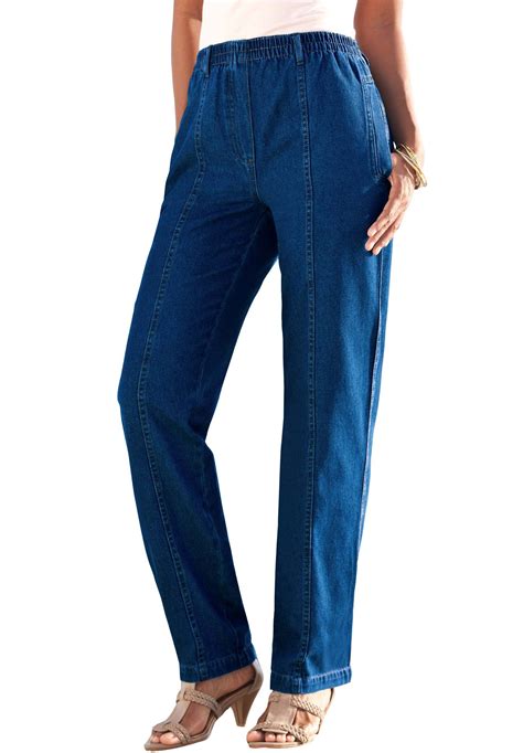 Kate Elastic Waist Jeans Straight Leg Jeans Fashionable Plus Size