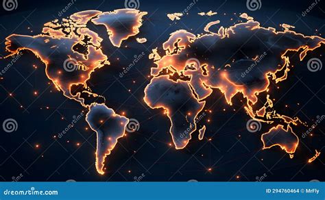 Cloud Computing World Map Network Data Storage Technology Service