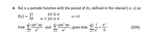 Solved f x is a periodic function with the period of π Chegg
