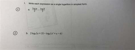 Solved 1. Write each expression as a single logarithm in | Chegg.com
