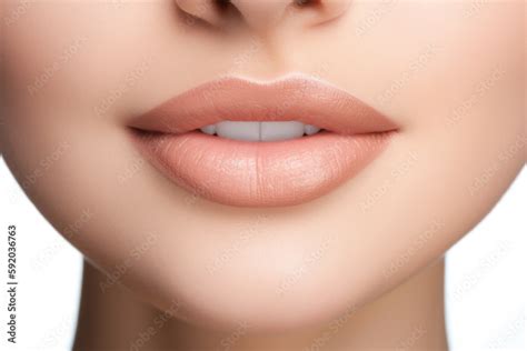 Lip Filler Injections Banner Perfect Woman Lips Isolated On White