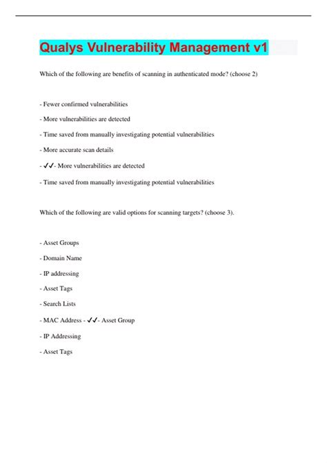 Qualys Vulnerability Management V1 Questions With 100 Correct