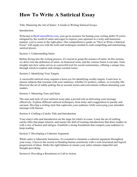 How To Write A Satirical Essay A Comprehensive Guide