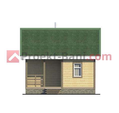 Проект бани 6 на 6 (6x6) с мансардой из бревна