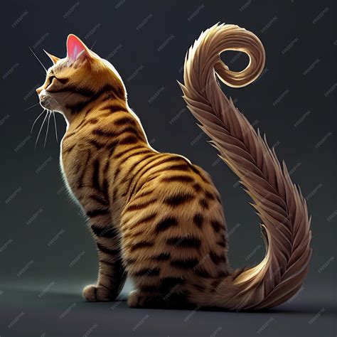 Premium Photo A Cat With A Tail Curled Around Its Back
