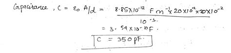 Calculate The Capacitance Of A Parallel Plate Capacitor Having Cm Cm Square Plates