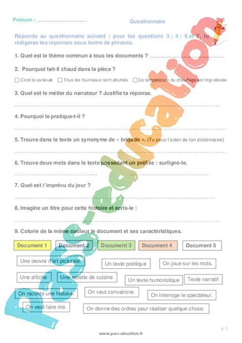 Evaluation Diagnostique De Début Dannée 2023 Français Cm2 Cycle