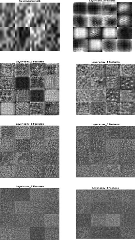 the visual representations of features extracted at the different