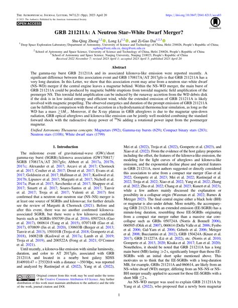 Pdf Grb 211211a A Neutron Starwhite Dwarf Merger