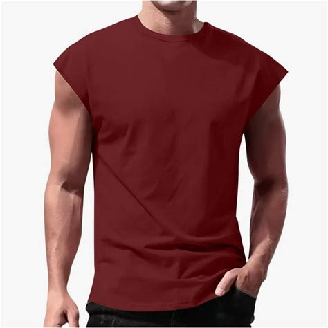 Mens Cap Sleeve Muscle T Shirt Casual Loose Fit Crewneck Gym Workout