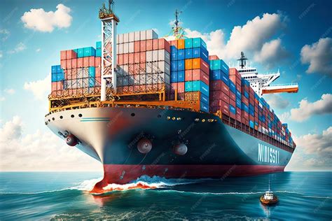 Premium Photo Transportation Of Containers And Goods By Cargo Ship