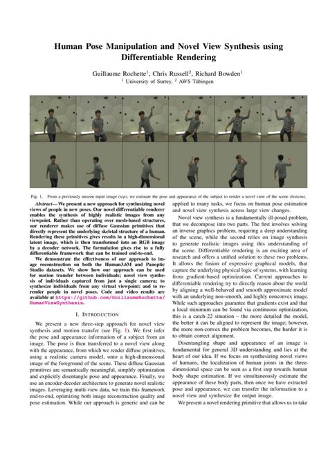 Human Pose Manipulation And Novel View Synthesis Using Differentiable Rendering Deepai