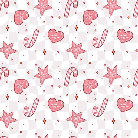 Pink Christmas Seamless Pattern With Candy Canes And Cookies Stock Vector Illustration Of Pink
