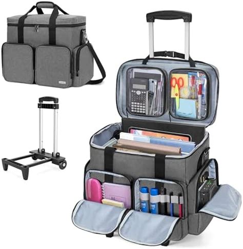 Curmio Rolling Teacher Tote Bag With Padded Laptop Compartment For Up