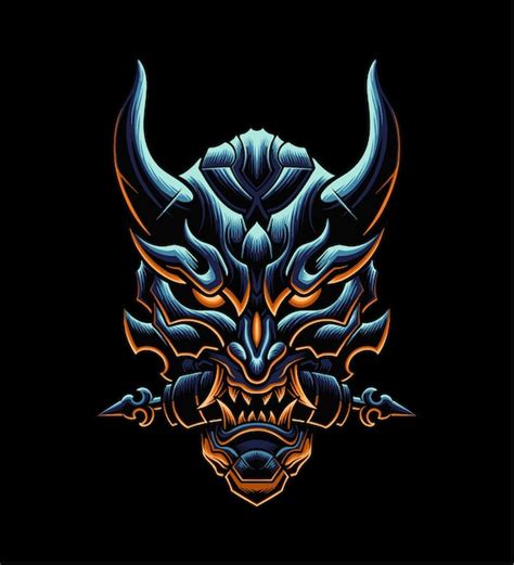 Premium Vector Illustration Of Japanese Demon Oni Mask Design