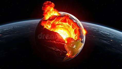 The Concept Of The Earth Exploding Because Of The Apocalypse Stock
