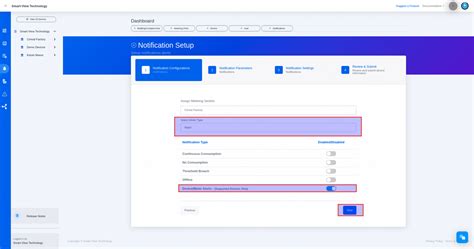 Setup Notification Type On Metering Section Smart View Technology