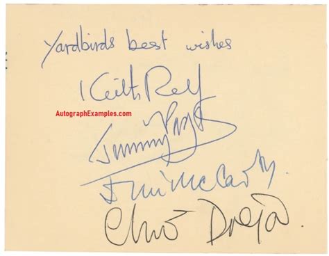 The Yardbirds Autograph Examples Signed Music Memorabilia