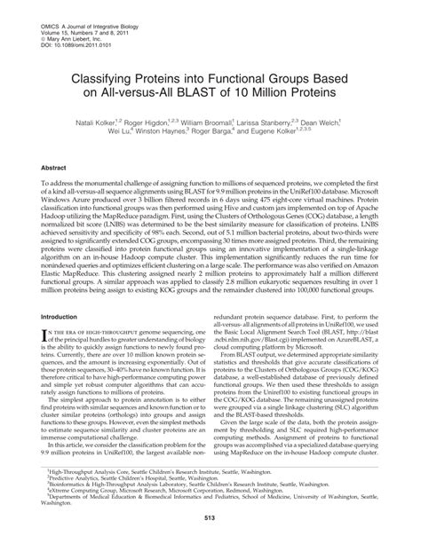 Pdf Classifying Proteins Into Functional Groups Based On All Versus