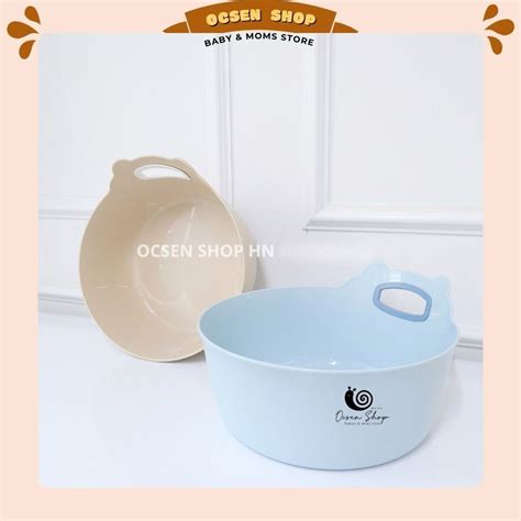 Chậu Nhựa Nhỏ Thau Bé Tai Gấu Tiện Lợi Gọn Gàng Rửa Mặt Mũi Rửa Vệ