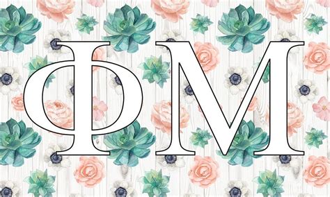 Phi Mu Sorority Letter Flag Succulent Design Patio