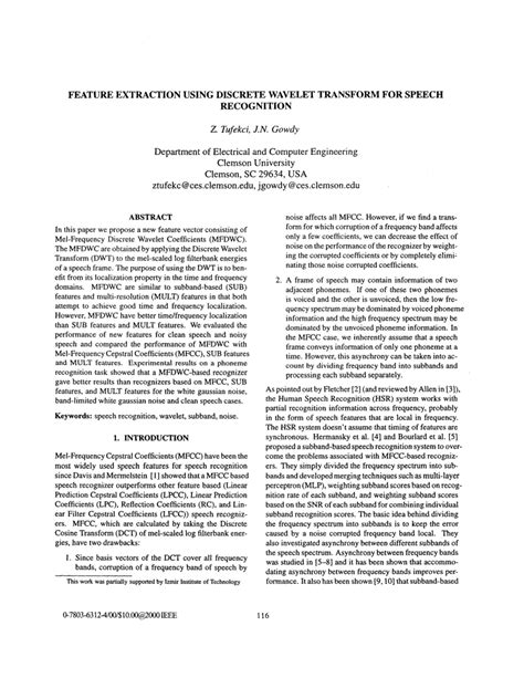Pdf Feature Extraction Using Discrete Wavelet Transform For Speech Recognition