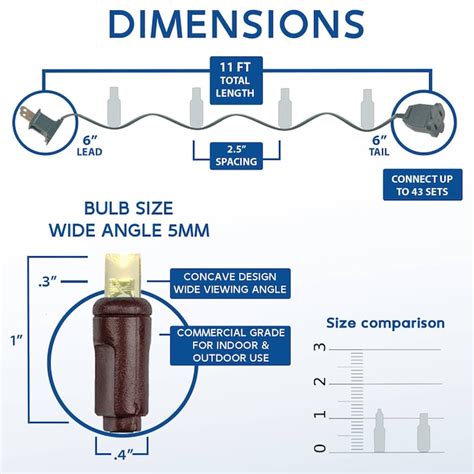 Novelty Lights 11 Feet 50 Light Brown Wire Led Christmas Lights Outdoor Commercial Grade Purple