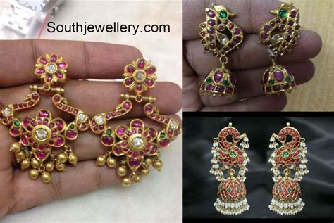 Ruby Peacock Earrings Indian Jewellery Designs