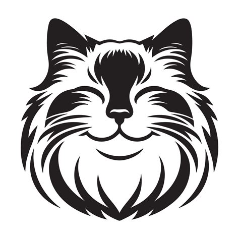 Illustration Of A Ragdoll Cat Smiling Face Logo Concept Design 44768396