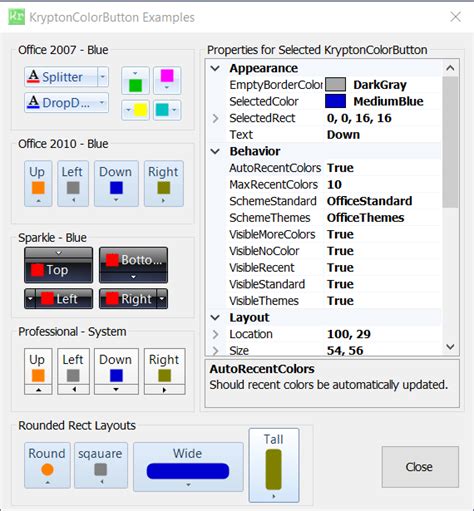 Bug KryptonColorButton SelectedRect Will Not Do Anything But A