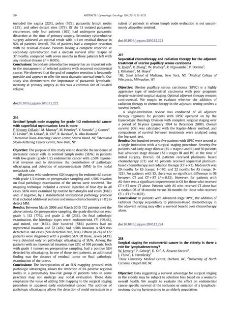 pdf sentinel lymph node mapping for grade 1 2 endometrial cancer with